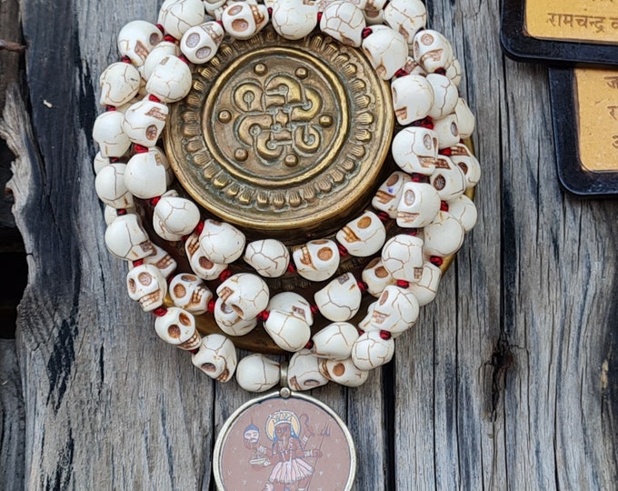 Skull Mala With Goddess Kali Pendant, Skull Necklace, Yoga Gifts, Shiva ...