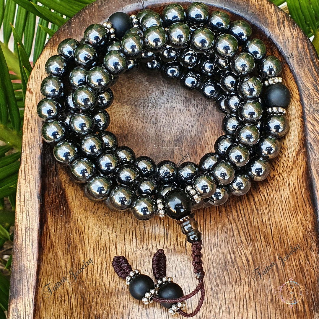 Magnetic Hematite Mala Necklace: Handcrafted Yoga Gift - Etsy