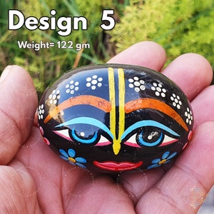 Handpainted Krishna Stone: Religious Altar Idol, Puja Gift - Etsy