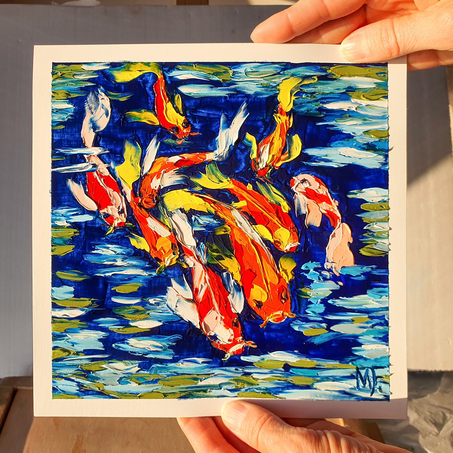 Koi Fish Painting 9 Nine Fish Original Art Japanese Carp | Etsy