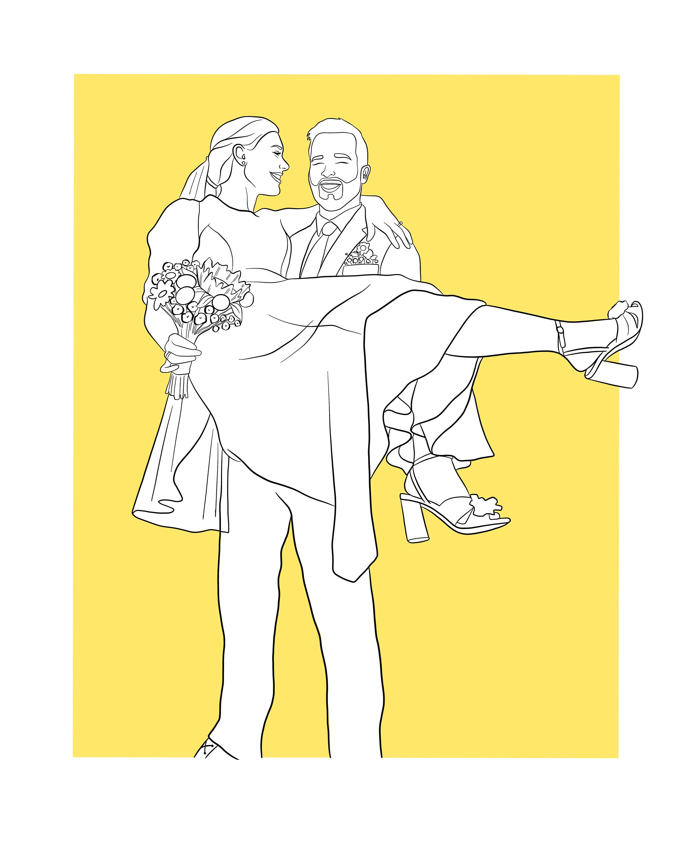 DIGITAL Custom Line Drawing Couple Couple Portrait Wedding - Etsy