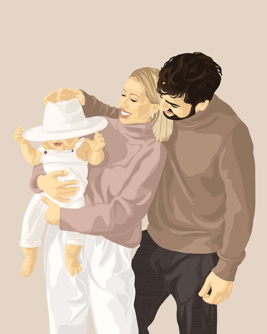 Couple Portrait, Custom Illustration, Personalised Couple Portrait ...