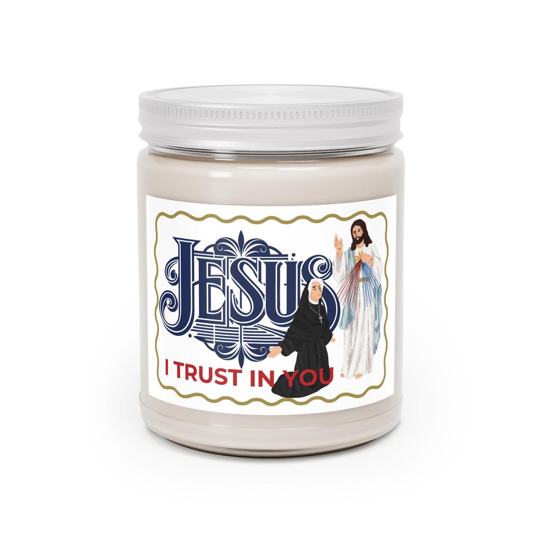 Divine Mercy Scented Candle, Religious Soy Candle, 9oz Catholic Jar ...