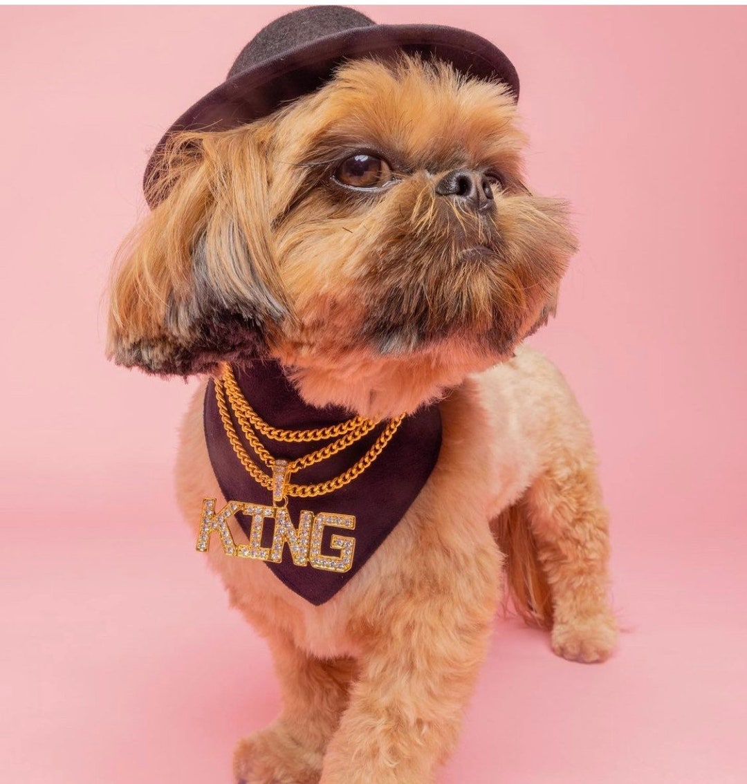 Bling King Faux Suede Dog Bandana Dog Neckwear, Adjustable, Custom Made ...