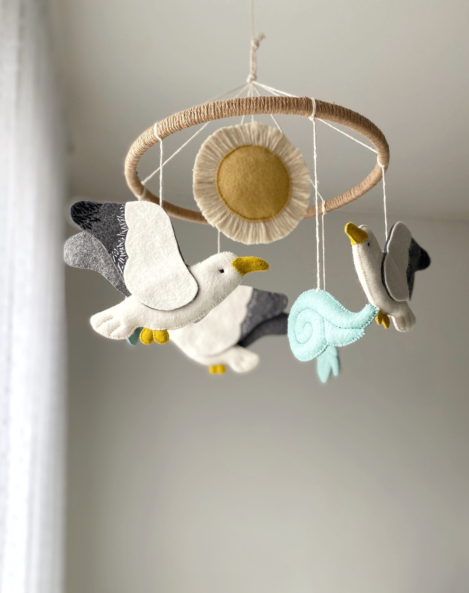 Ocean Nursery Mobile - Seagull Mobile Baby - Birds Mobile - Nautical ...