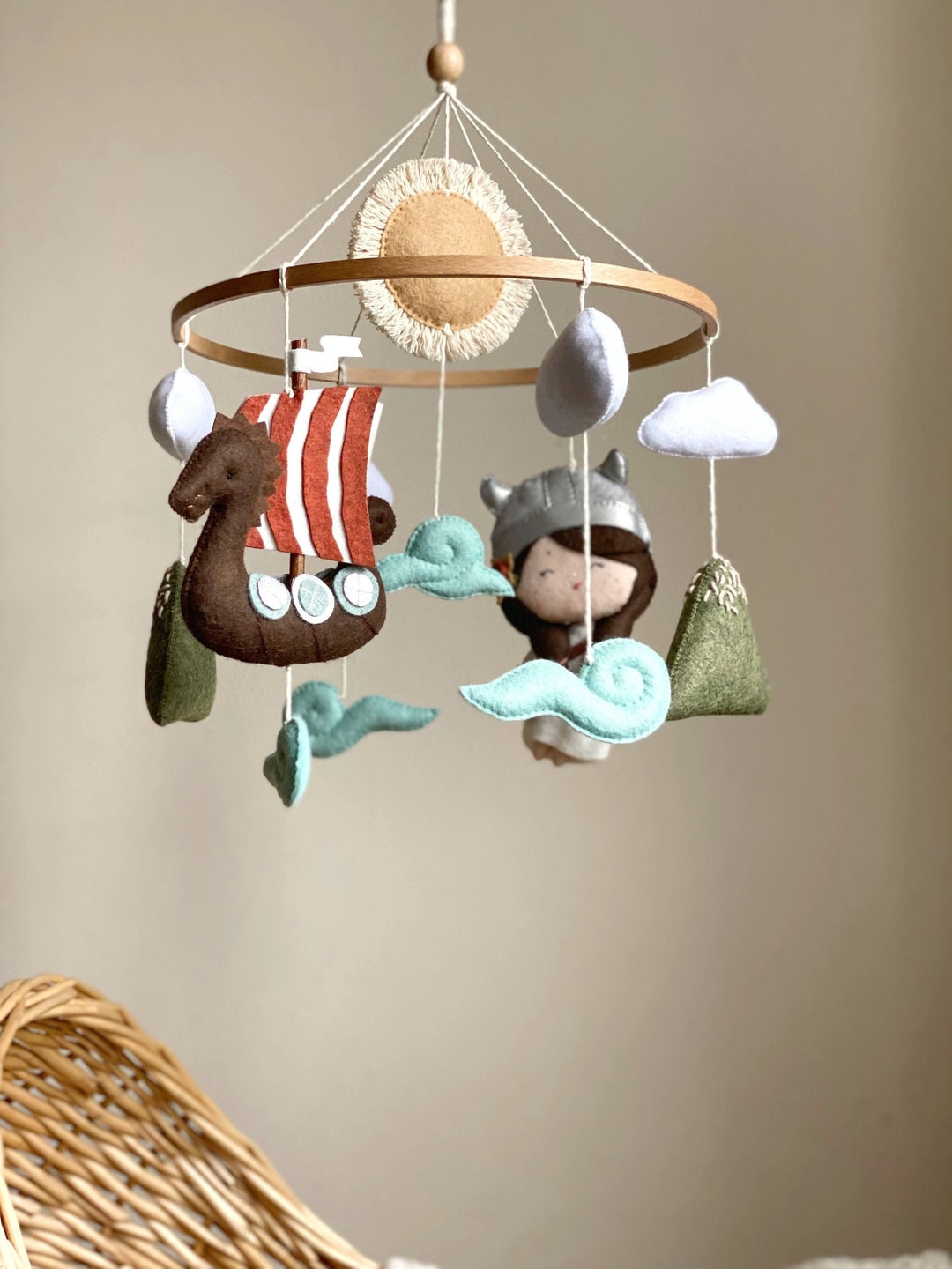 Viking Baby Mobile With Sea Theme Nursery Decor Girl Baby Mobile Baby ...