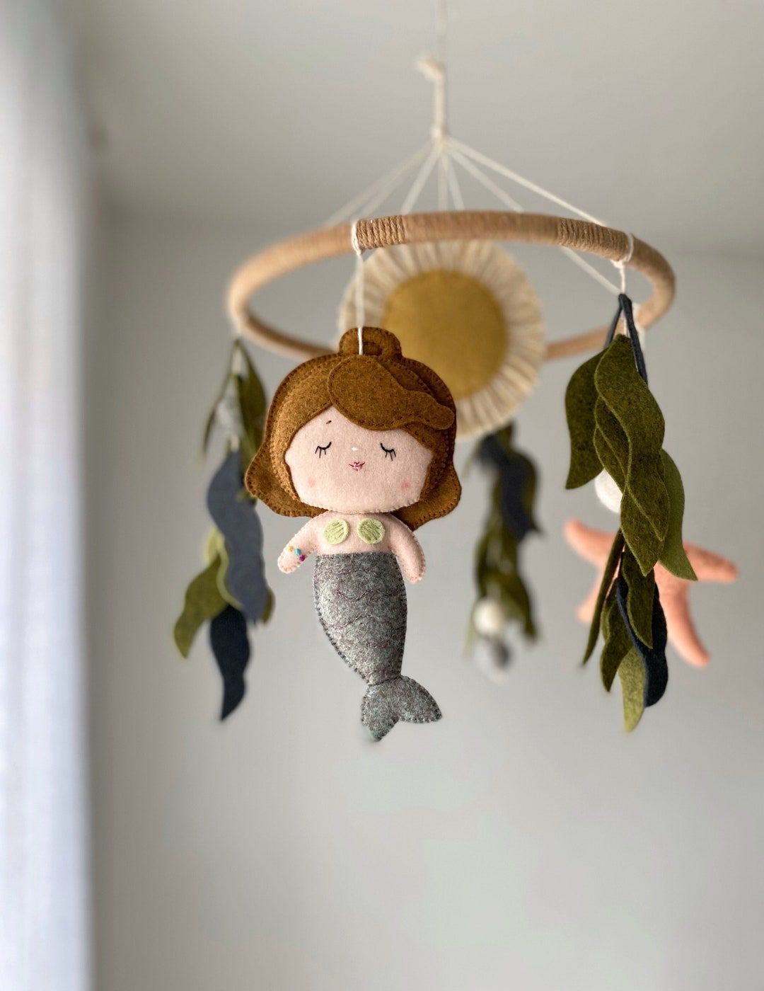 Sea Baby Mobile Mermaid Starfish Algae Ocean Theme Nursery Mobile ...