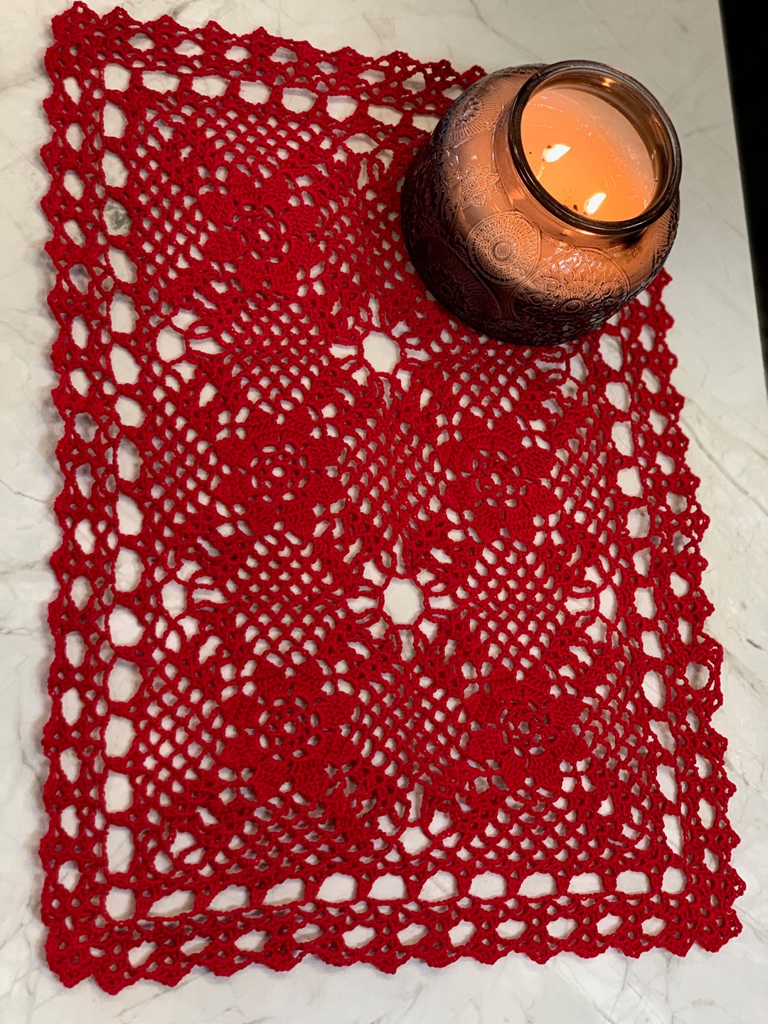 Red Doily, Hand Crochet Doily, Table Center Piece, Home Decor, Candle ...
