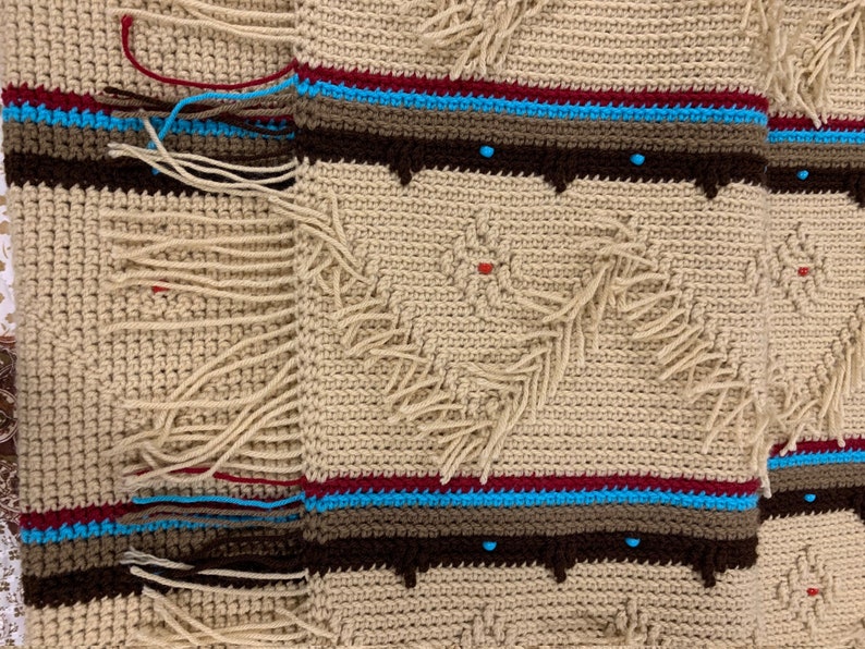 Western Style Afghan, Crocheted Western Afghan, Western Blanket, Rustic ...