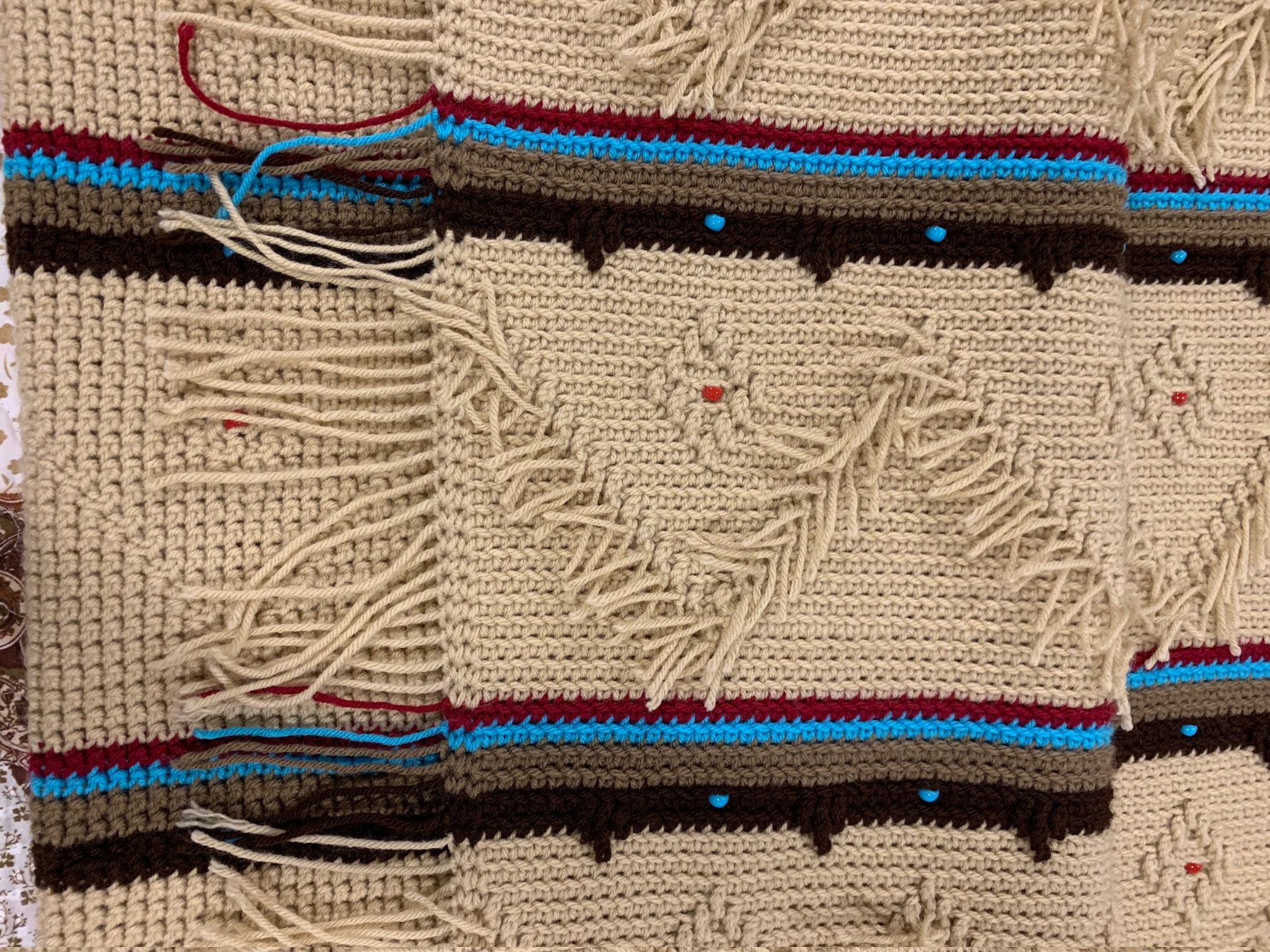 Western Style Afghan, Crocheted Western Afghan, Western Blanket, Rustic ...