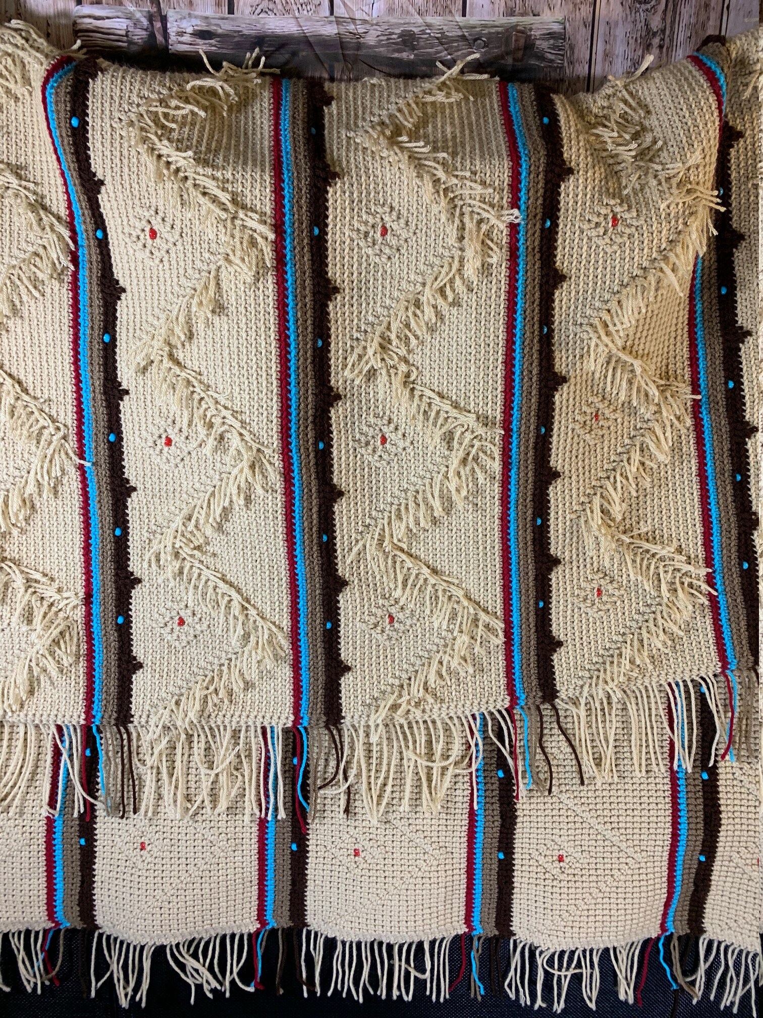 Western Style Afghan, Crocheted Western Afghan, Western Blanket, Rustic ...