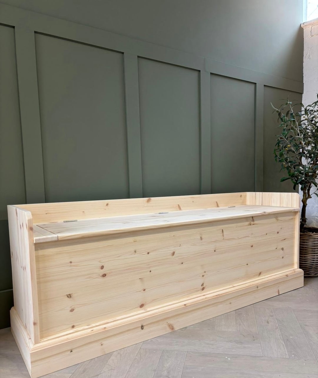 Unpainted, Natural Wood Storage Bench, Window Seat, Hall Storage Bench ...