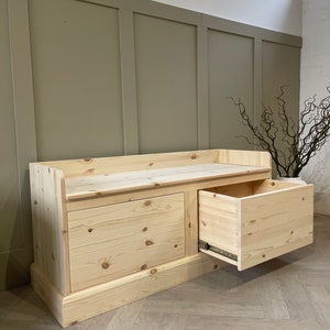 Long storage bench with drawers store