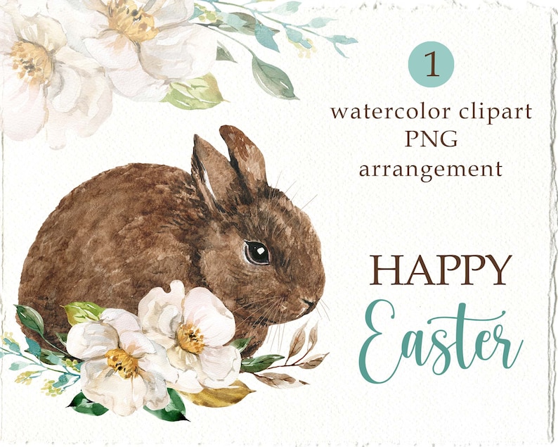 Watercolor Easter Bunny Clipart Floral Arrangements Animals Cute Rabbit ...