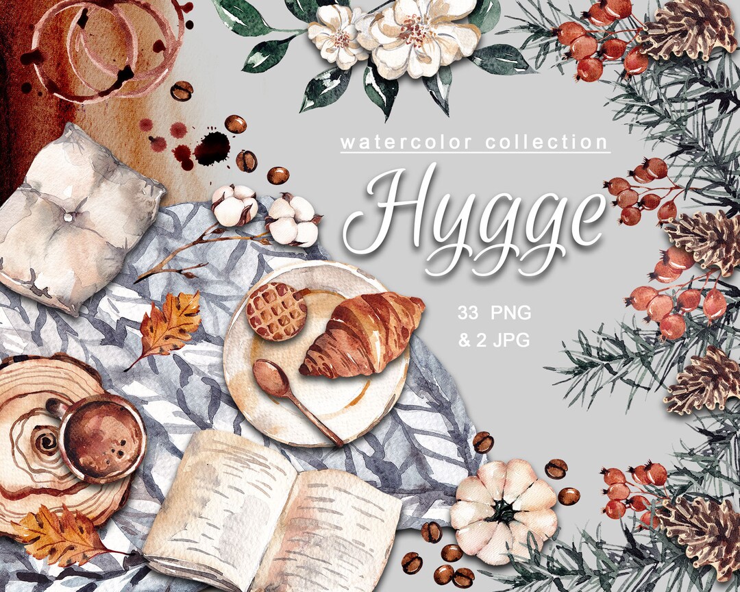 Watercolor Winter Hygge Winter Clip Art Watercolor Illustration Set ...