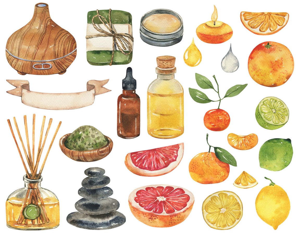 Watercolor Essential Oil Clipart Herbs Floral Clip Art - Etsy