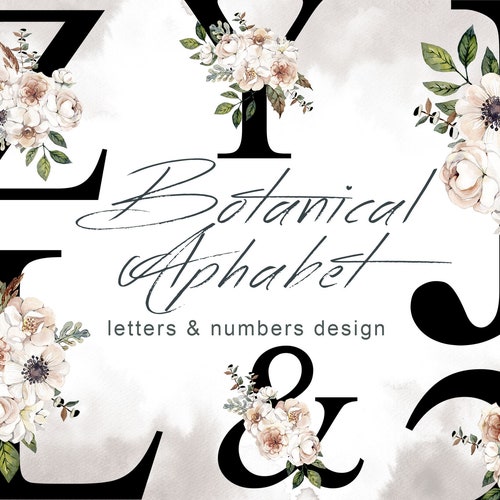Letters and Numbers Watercolor Floral Alphabet Wedding - Etsy