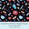 Watercolor Back to School Digital Paper Seamless Pattern School ...