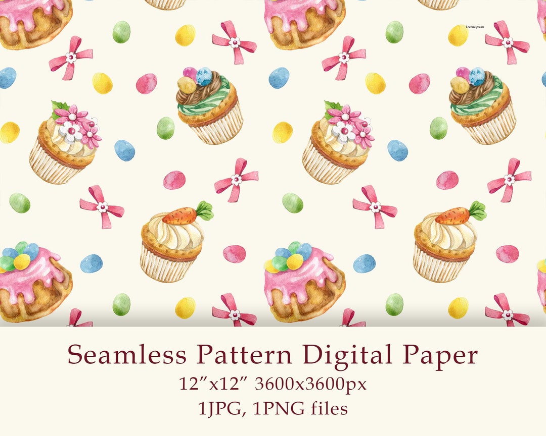 Watercolour Easter Sweets Seamless Pattern Digital Paper Cute Easter ...