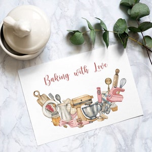 Watercolor Baking Arrangement, Hand Painted Clip Art, Kitchen Clipart ...