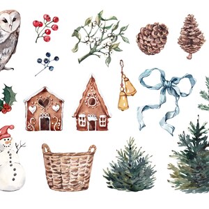 Watercolor Clipart Winter Christmas Toys Vintage Cozy Clip Art ...