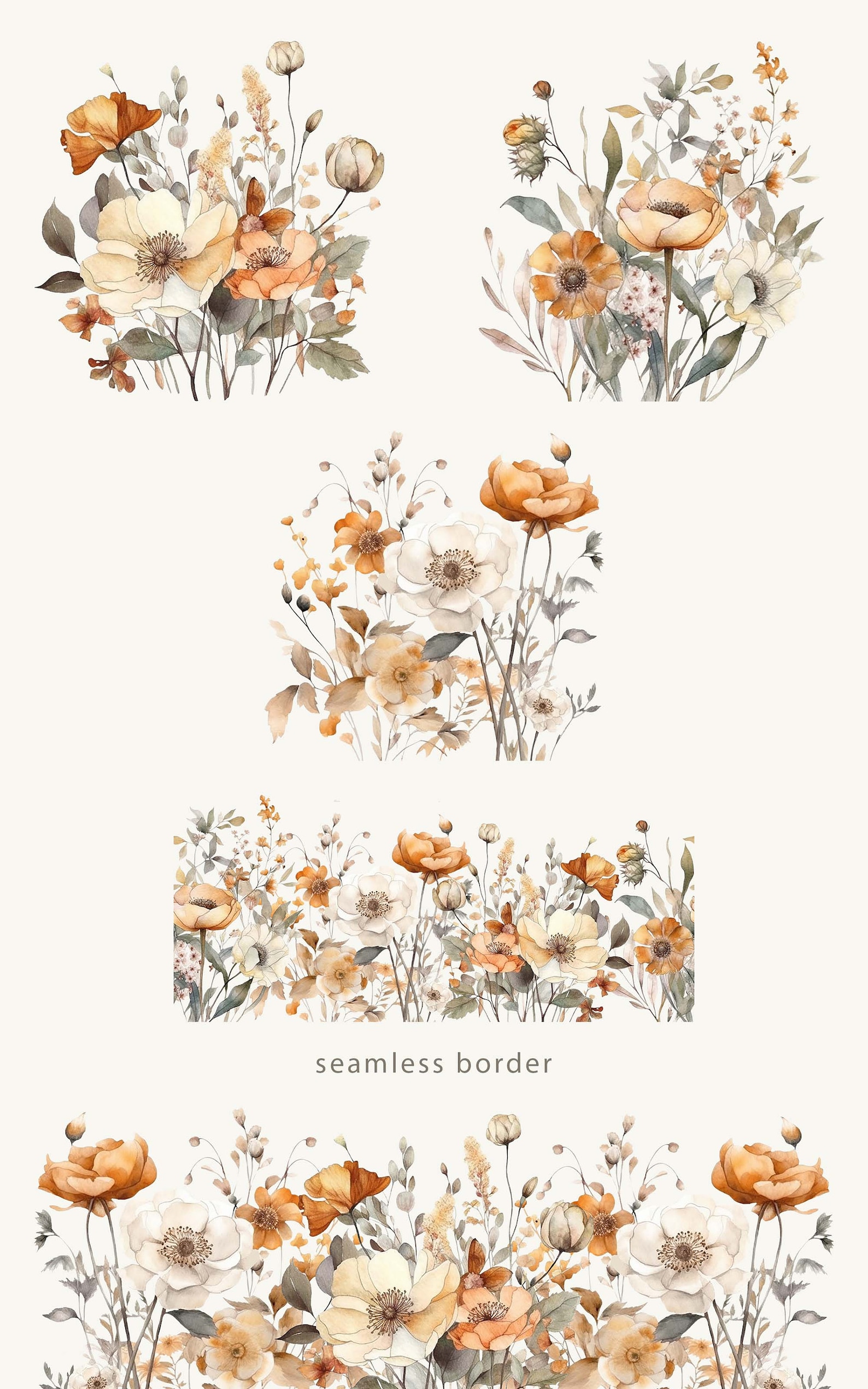 Watercolor Autumn Frames & Borders Clipart Fall Flowers Clip Art Fall ...