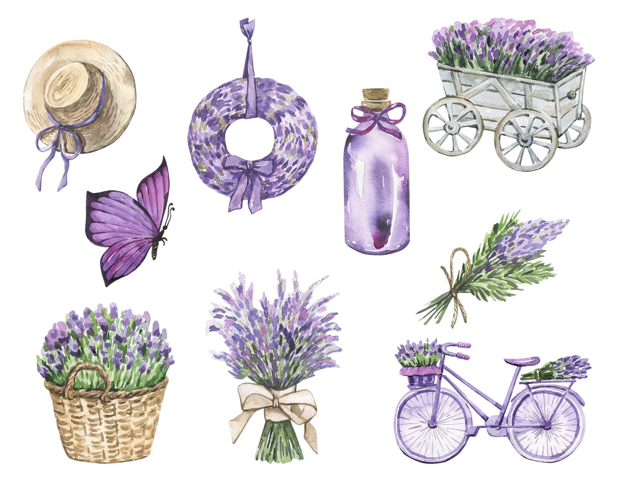 Watercolor Provence Lavender Clipart House Clipart Watercolour Hand ...