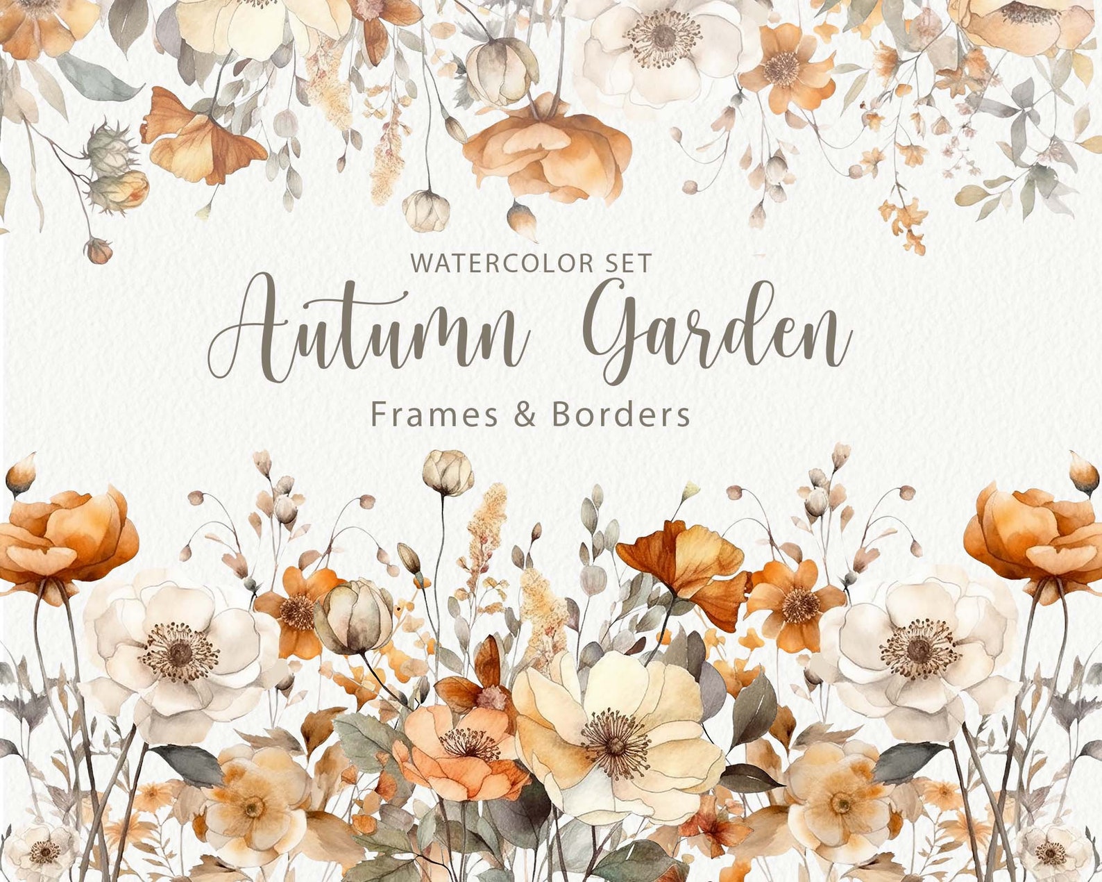 Watercolor Autumn Frames & Borders Clipart Fall Flowers Clip Art Fall ...