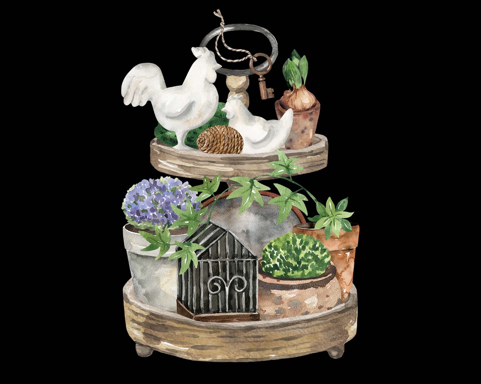 Watercolor Spring Garden Clipart Arrangement PNG Cozy Easter - Etsy