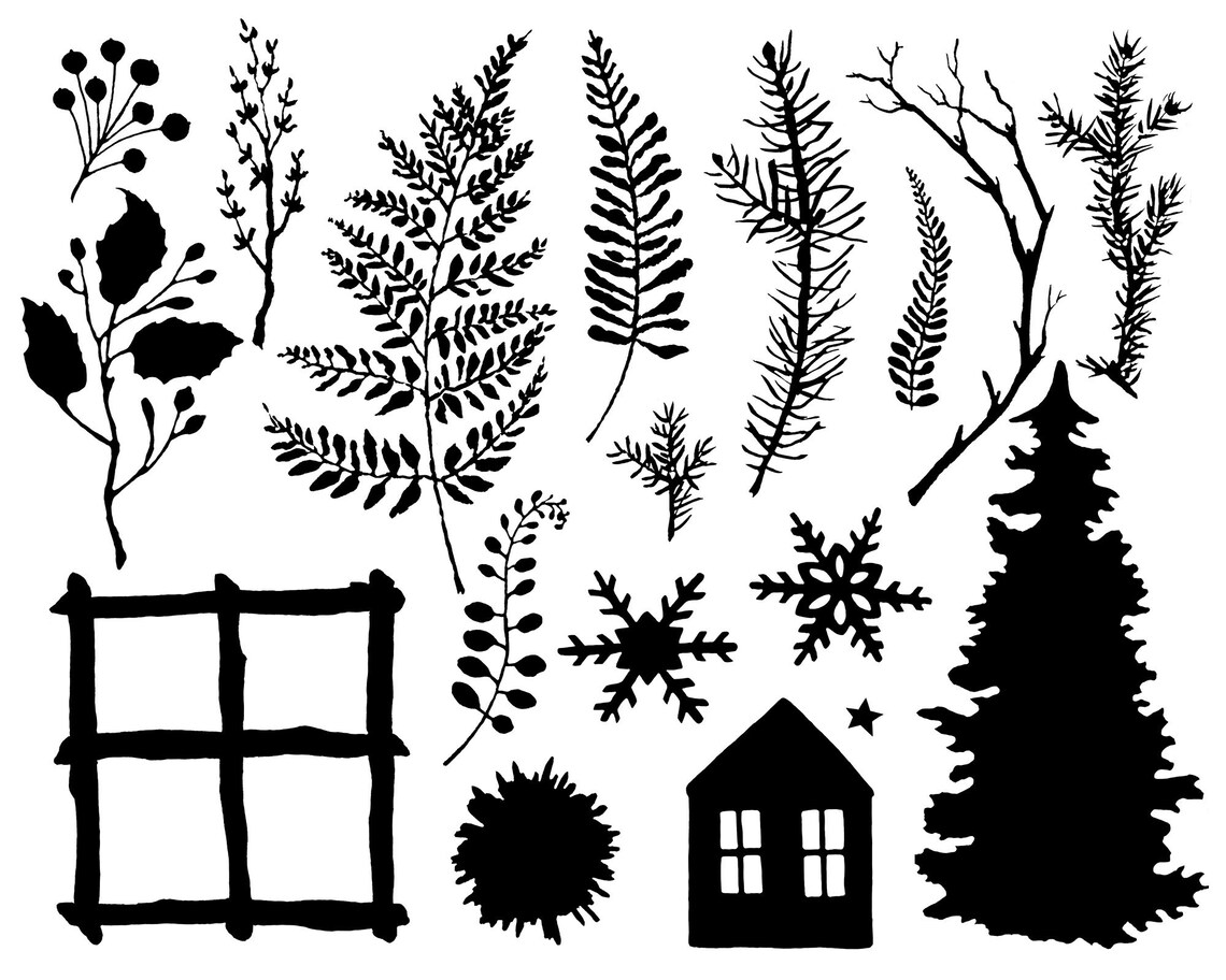 Black Christmas Clipart Modern Christmas Black Ornaments Clip Art ...