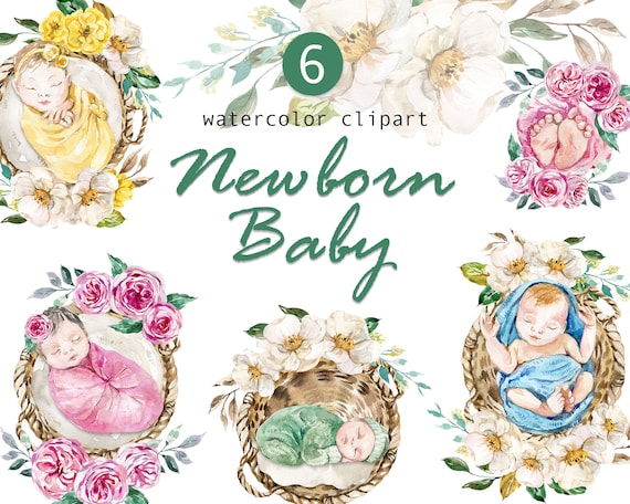 Watercolor Clipart Newborn Baby Shower Clipart Newborn Baby - Etsy