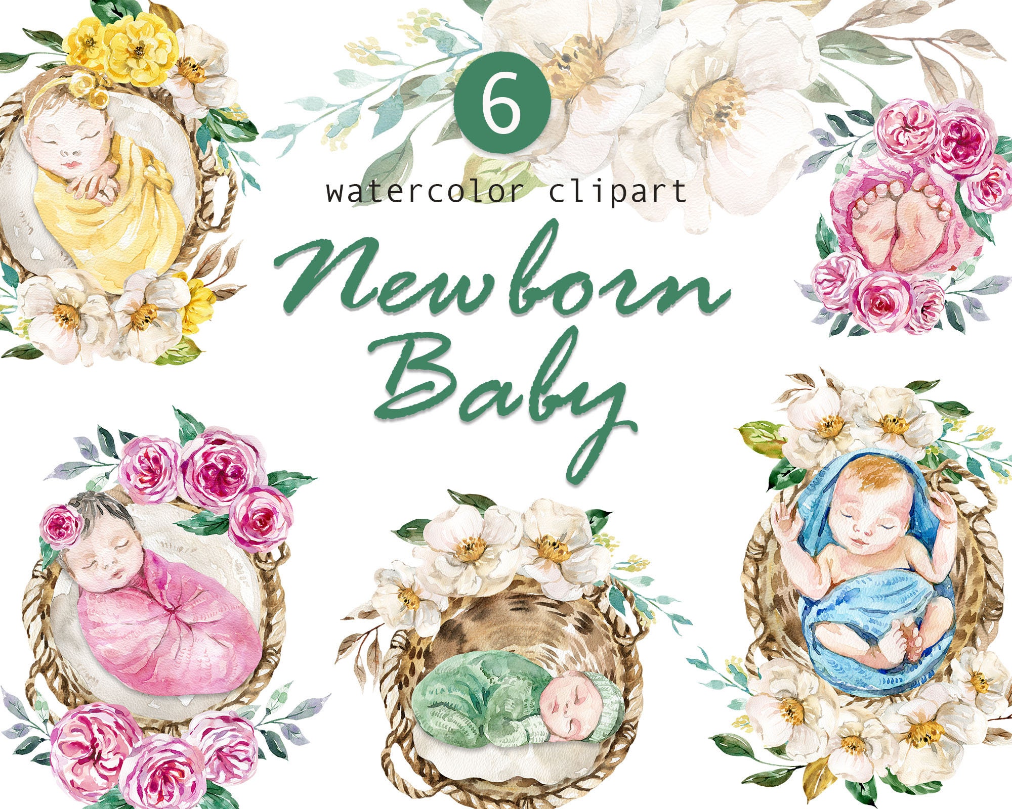 Watercolor Clipart Newborn Baby Shower Clipart Newborn Baby - Etsy