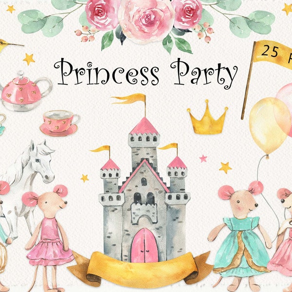Princess Tea Party Clipart - Etsy