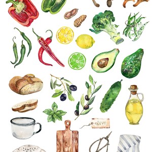 Watercolor Clipart Veggies and Herbs Vegan Food Clipart Watercolor ...