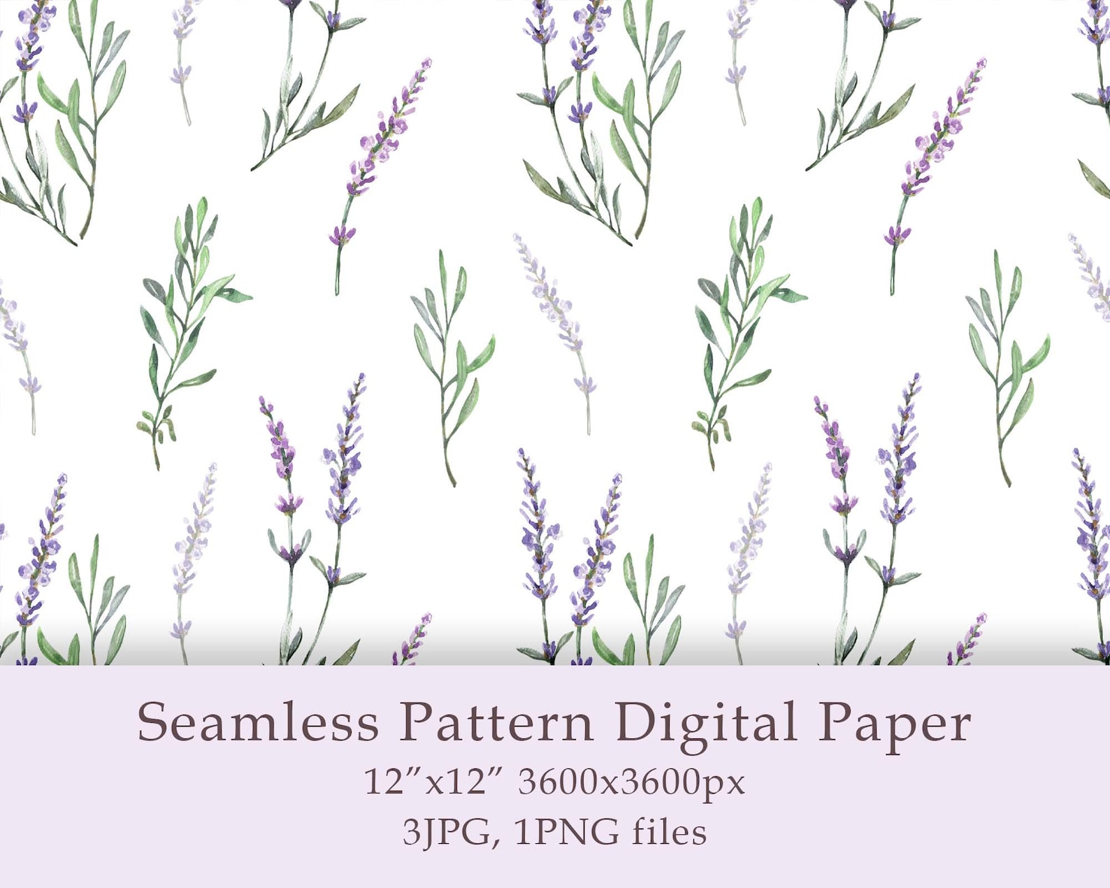 Watercolor Lavender Seamless Pattern Digital Paper Fabric - Etsy
