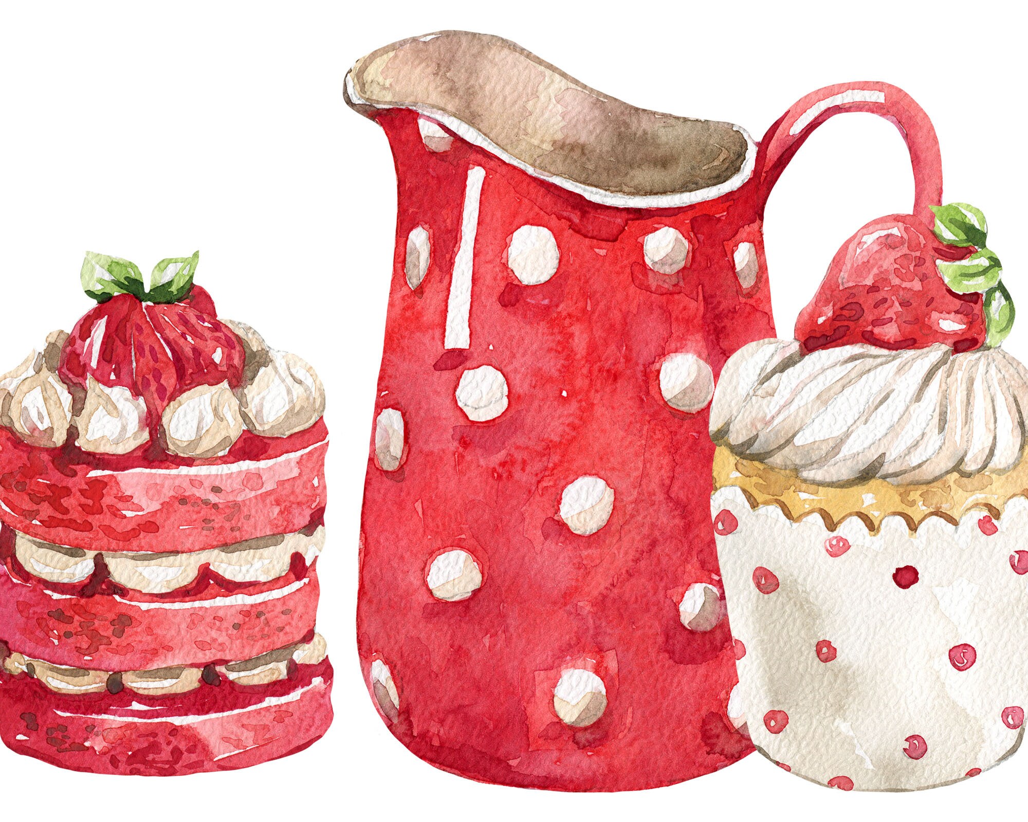 Watercolor Sweets Clipart Mothers Day Desserts Flower Clipart - Etsy