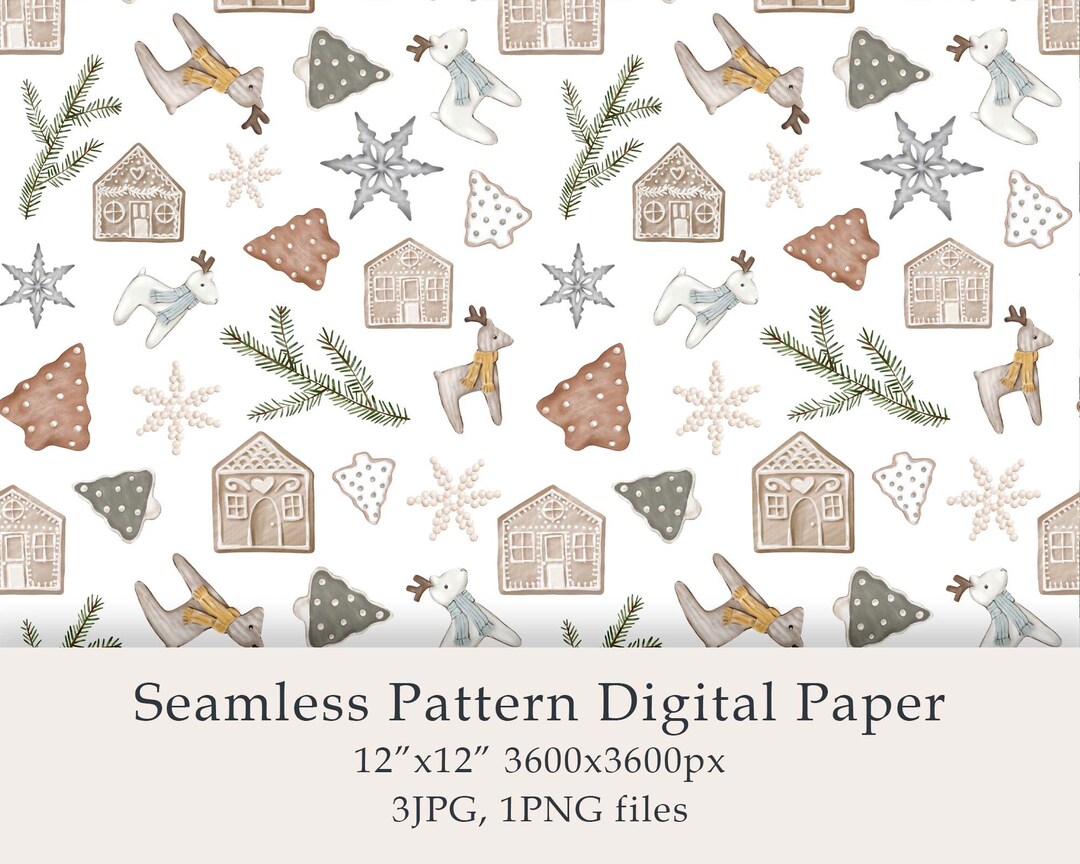Watercolor Winter Seamless Pattern Digital Paper Christmas Decor ...