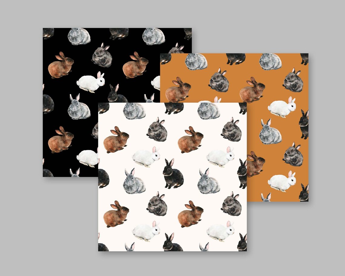 Watercolor Cute Rabbit Seamless Pattern Digital Paper Baby - Etsy