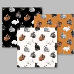 Watercolor Cute Rabbit Seamless Pattern Digital Paper Baby Bunny Fabric ...