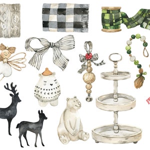 Watercolor Christmas Decor Clipart Cute Houses Winter Cozy Clipart ...