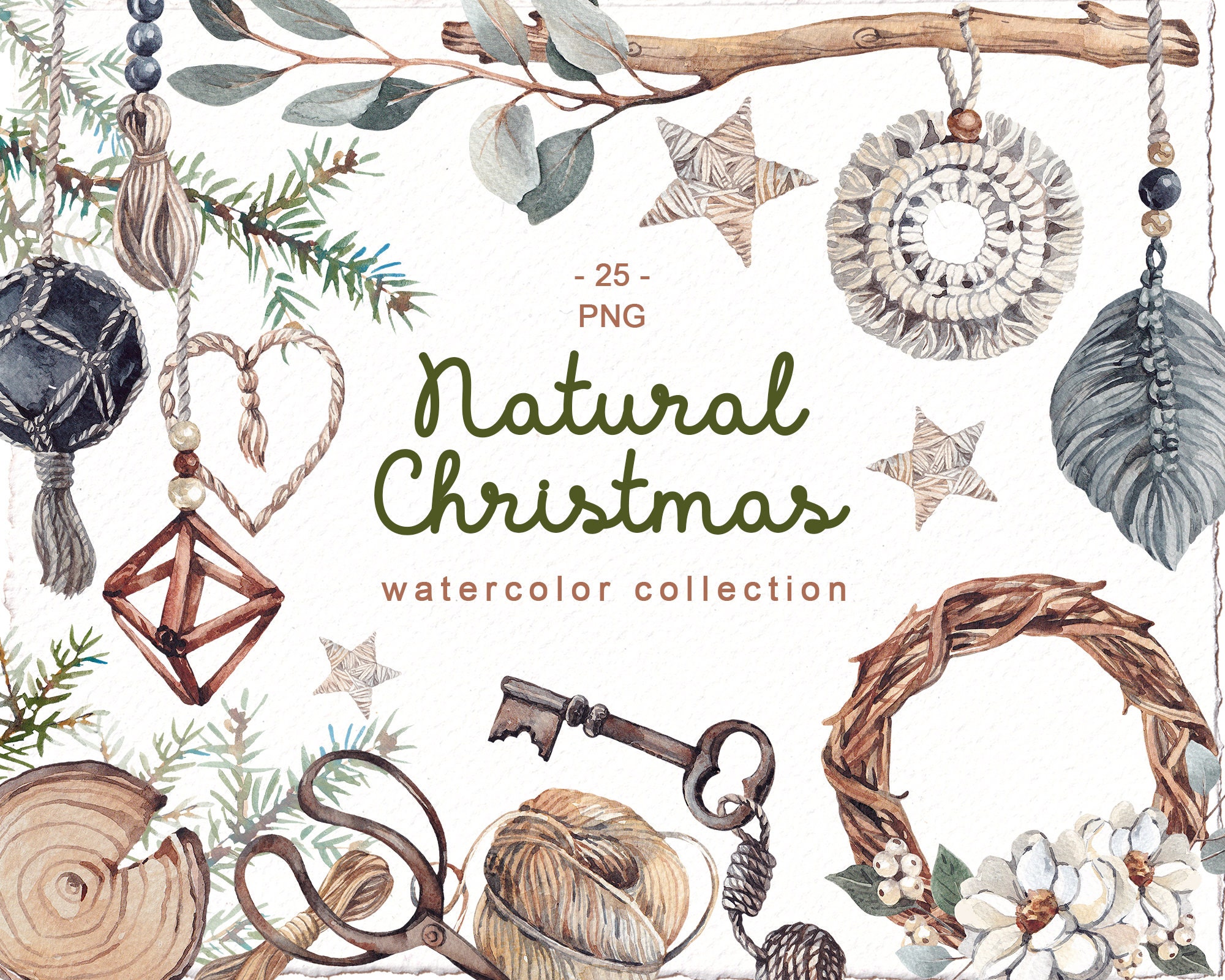 Watercolor Clipart Christmas Watercolor Clip Art Watercolor Boho ...