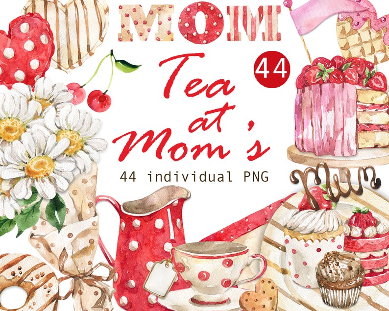 Watercolor Sweets Clipart Mothers Day Desserts Flower Clipart Food ...