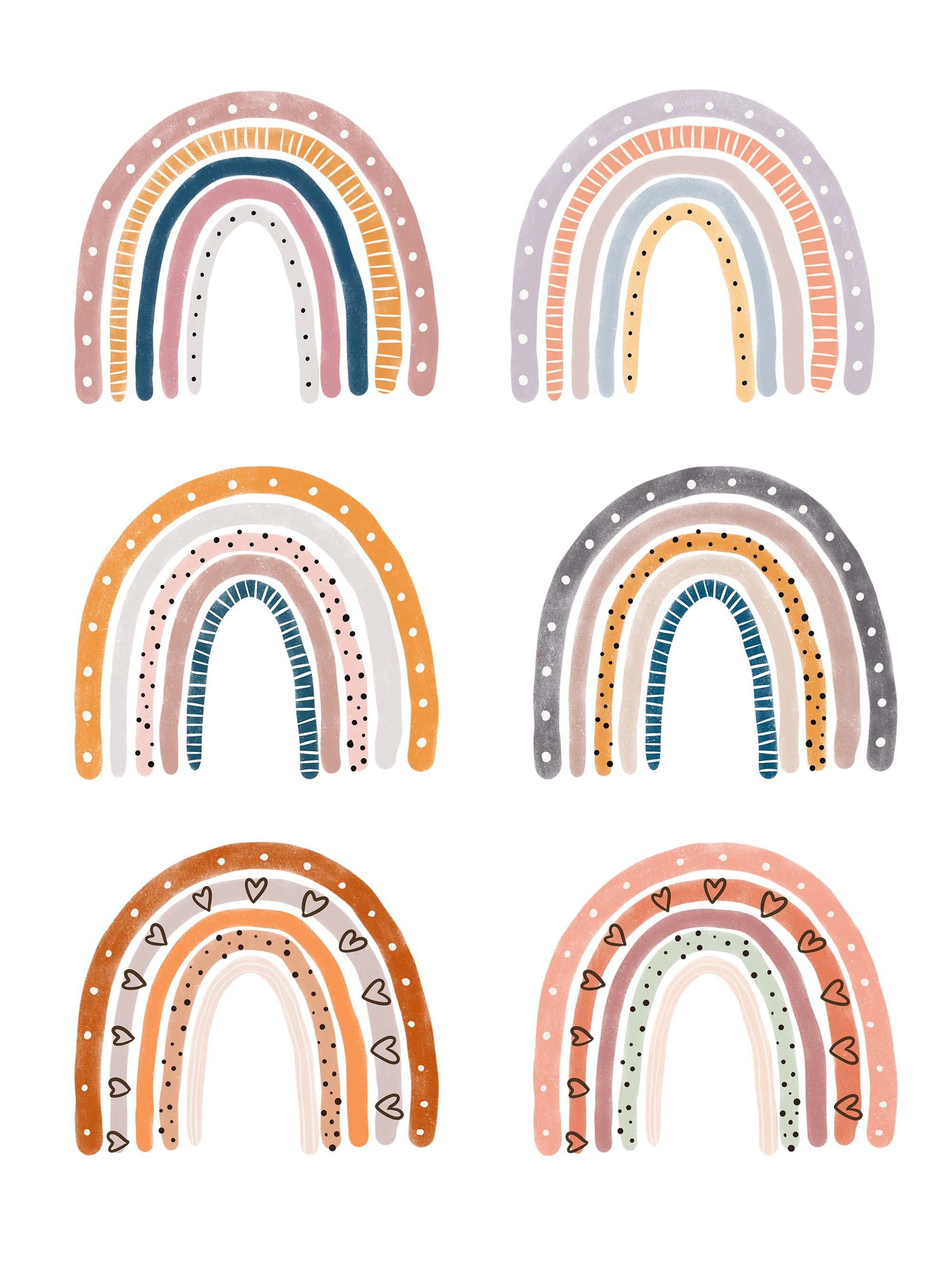 Hand Drawn Rainbow Clipart Modern Rainbow Clip Art Pink Beige - Etsy