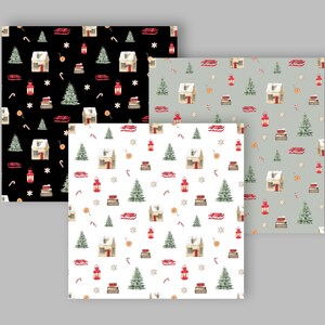 Watercolor Christmas House Seamless Pattern Digital Paper Winter Decor ...