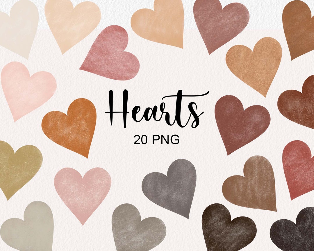 Hand Drawn Hearts Clipart Decor Cute Love Vintage Valentine's Day Beige ...