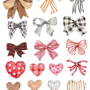 Watercolor Hearts & Bows Decor Cute Love Vintage Valentines Day Beige ...