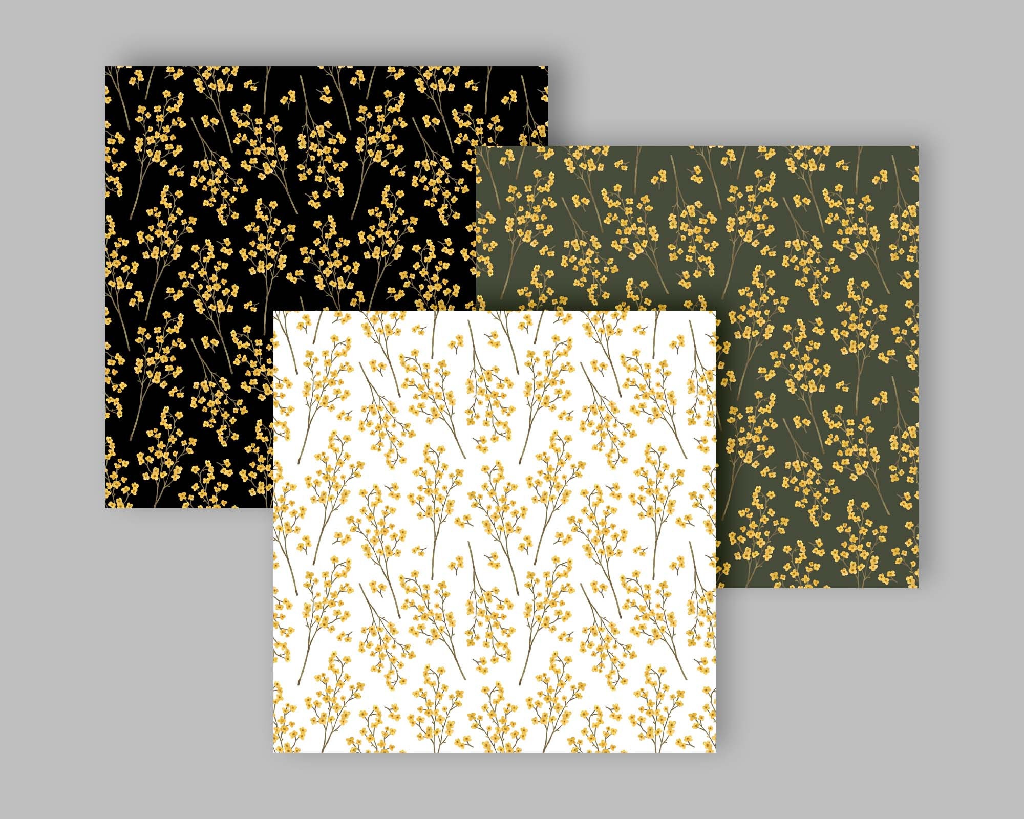 Wildflowers Seamless Pattern Digital Paper Fabric Textile Farmhouse ...