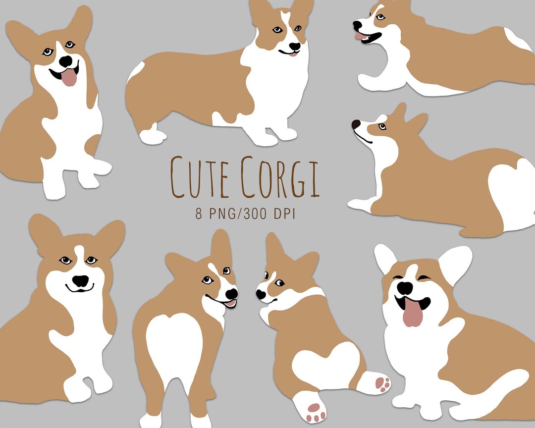 Digital Cute Corgi Collection Animal Dog Clipart Pet Dogs Clipart Cute ...