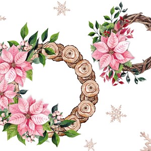 Watercolor Christmas Wreath Floral Frame Clipart Digital Clip Art ...