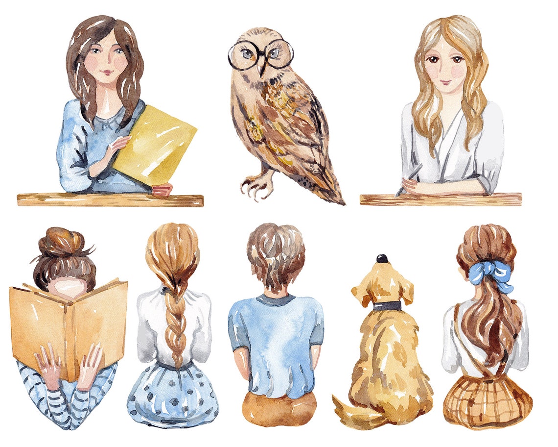 Clip Art School Watercolor School Clipart Teacher Clip Art - Etsy